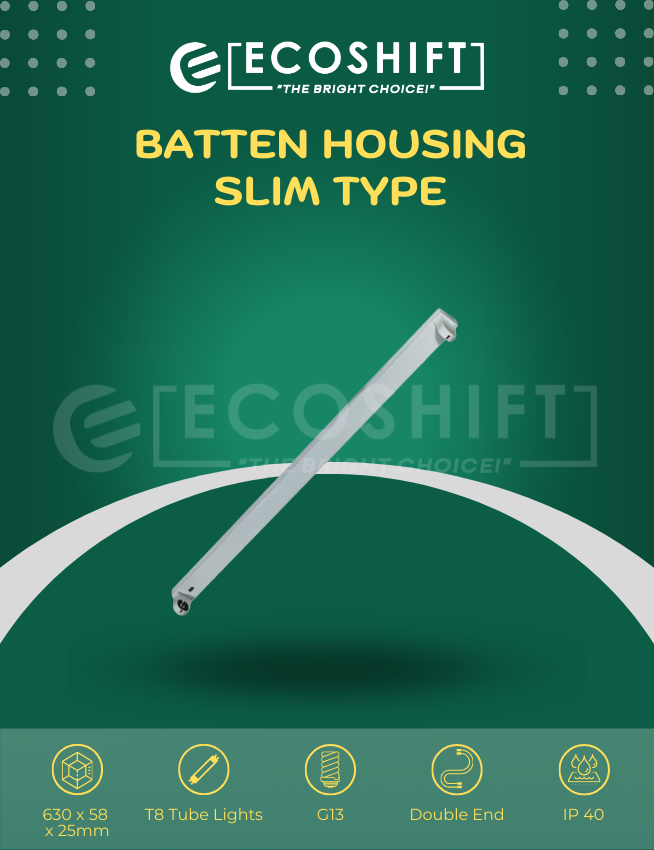Batten Housing 1×20 Slim Type: Durable and Efficient – Ecoshift Shopify