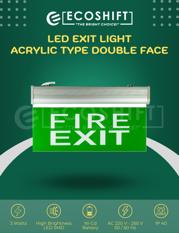 LED Fire Exit Sign Acrylic Double Face – Ecoshift Shopify